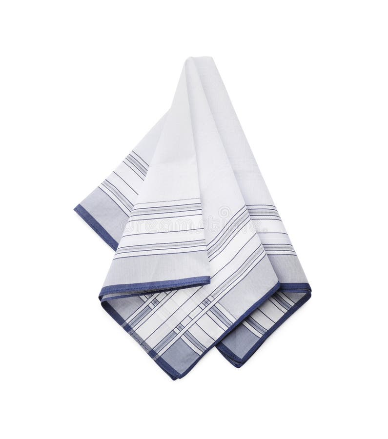 Stylish Handkerchief Isolated on White, Top View Stock Photo - Image of ...