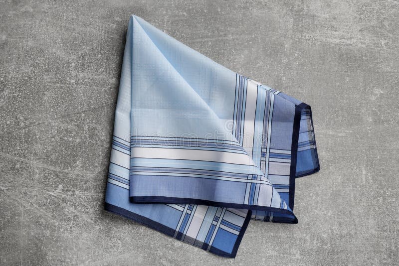 Stylish Handkerchief on Light Grey Table, Top View Stock Photo - Image ...