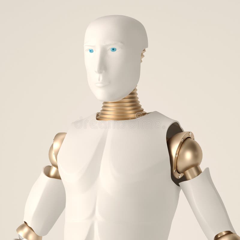 Stylish handsome cyborg stock illustration. Illustration of gold ...