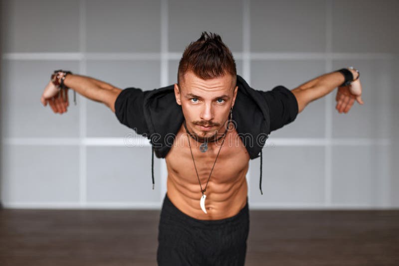 Stylish Handsome Man Dancer Posing in Dance Movement Stock Photo ...