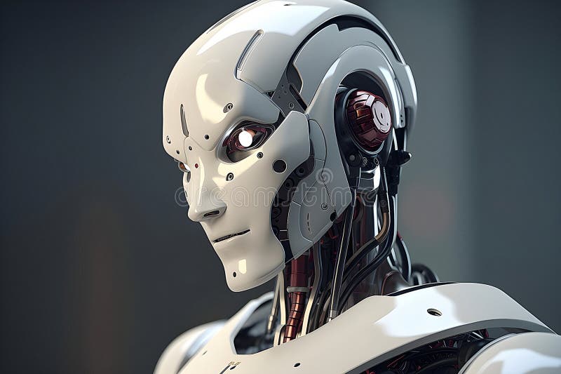 Stylish Handsome Cyborg Head in Profile, Futuristic Man, Artificial ...