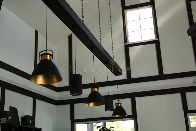 Stylish Hanging Lamps. Idea for Interior Design Stock Image - Image of ...