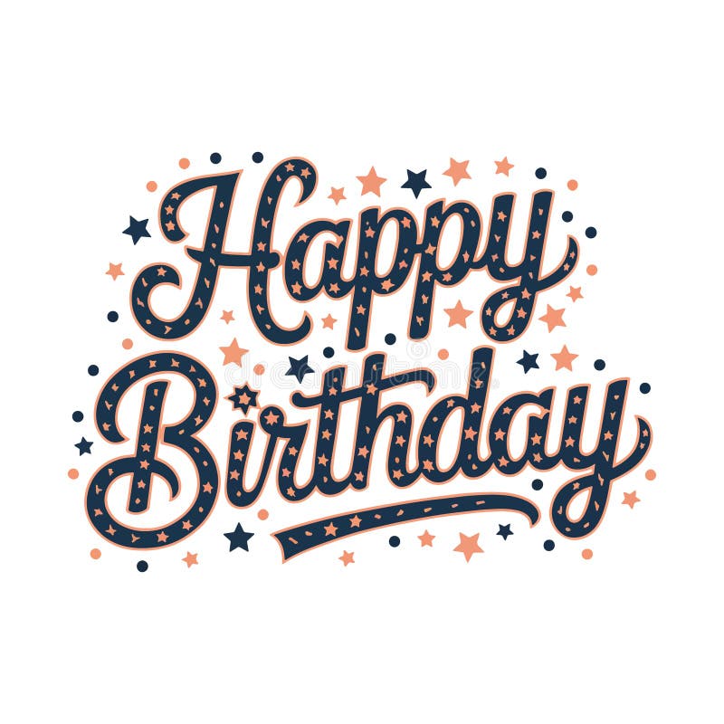 Stylish Happy Birthday Lettering Design with Party Stock Vector ...