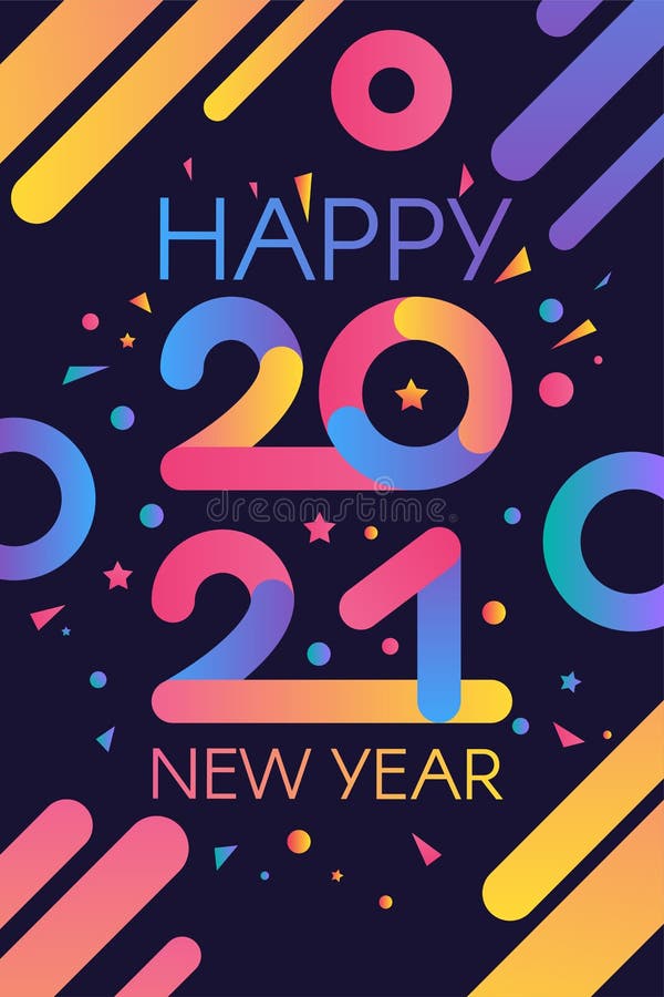 Stylish Happy New 2021 Year Template Stock Illustration - Illustration ...