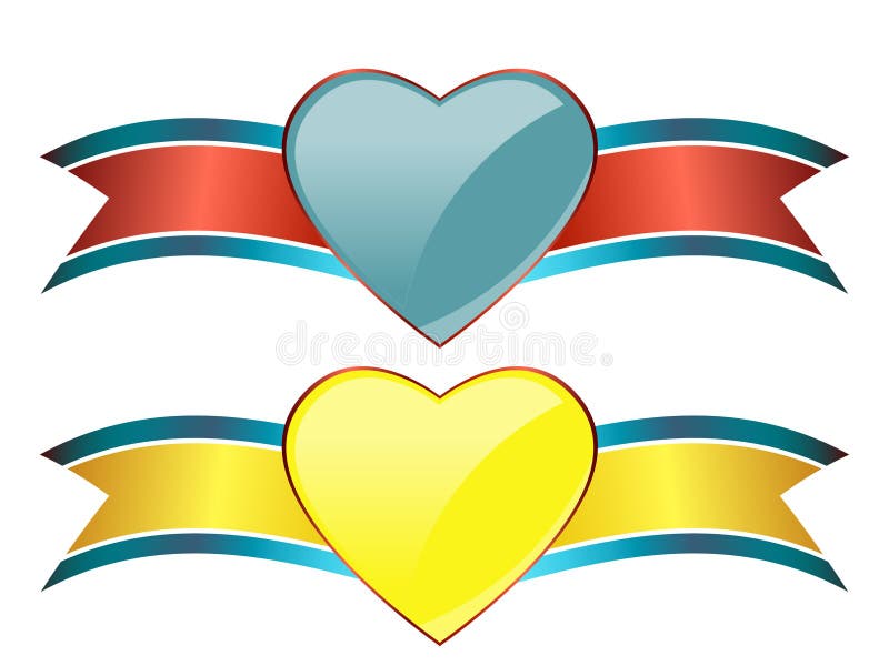 Stylish heart banners stock illustration. Illustration of card - 12708776