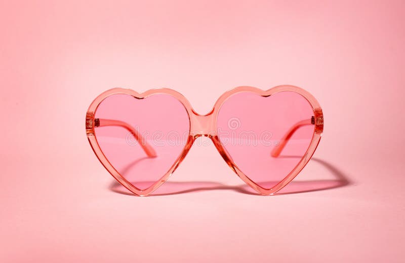 Stylish Heart Shaped Glasses on Color Stock Photo - Image of look ...