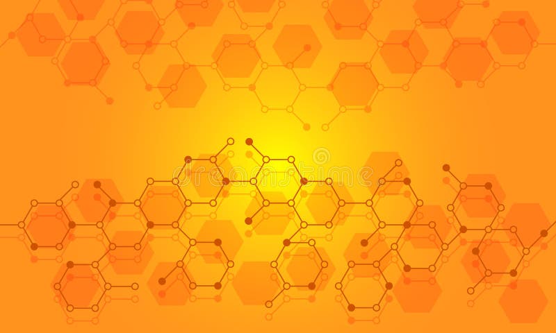 Hexagonal Orange Background with Process Flow Chart Stock Vector ...