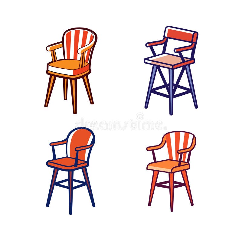 Set of Stylish High Chair for Dining Areas Stock Vector - Illustration ...