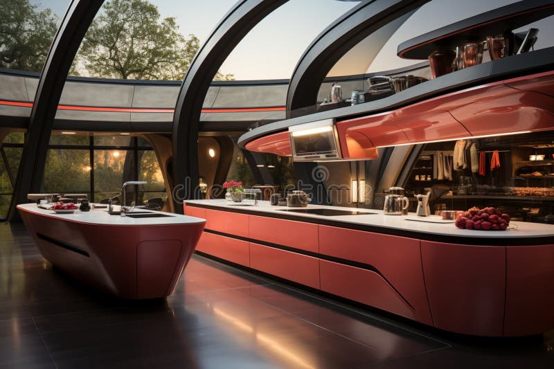 Stylish and High-tech Kitchen Interior with a Modern Futuristic ...