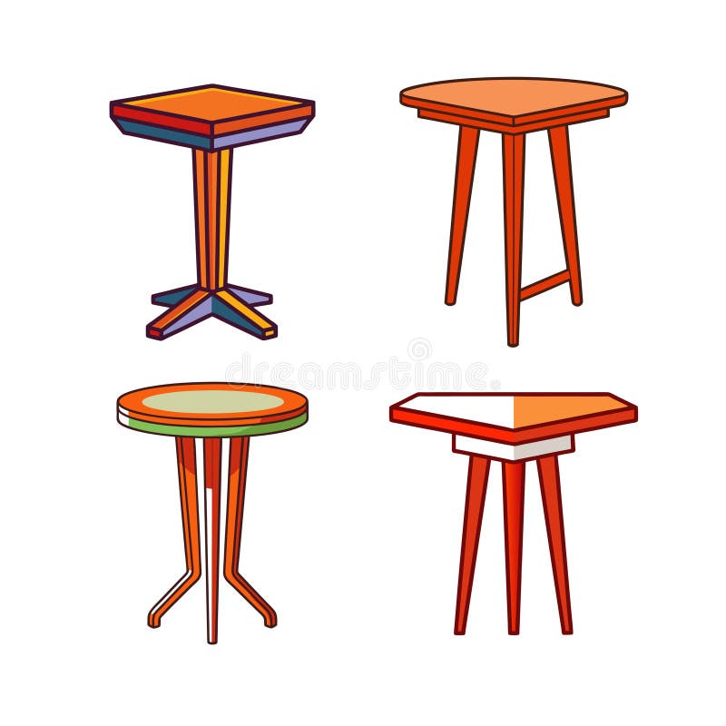 Set of Stylish High Top Table for Dining Stock Vector - Illustration of ...