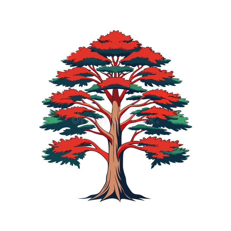 Stylish Himalayan Cedar Tree Design Stock Illustration - Illustration ...