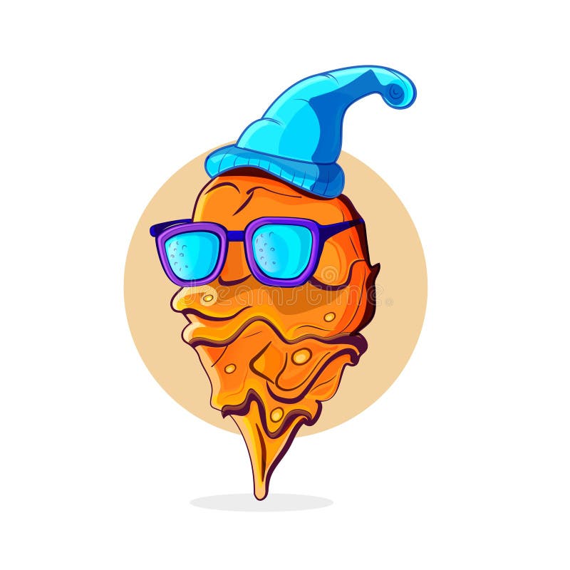 Stylish Hip Hop Ice Cream Cone Cartoon Character with Hat Stock Vector ...