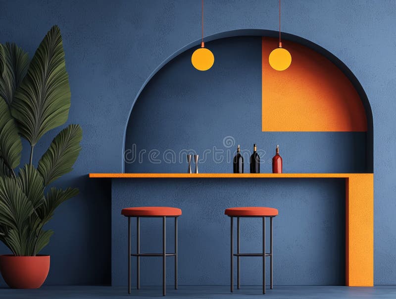 Stylish Home Bar with Colorful Design Elements Stock Illustration ...