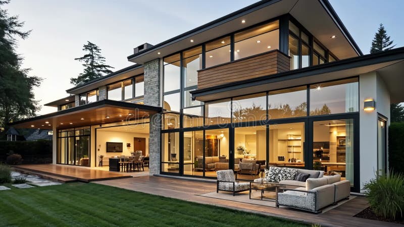 Stylish Home Featuring Large Windows Maximizing Natural Light Intake ...