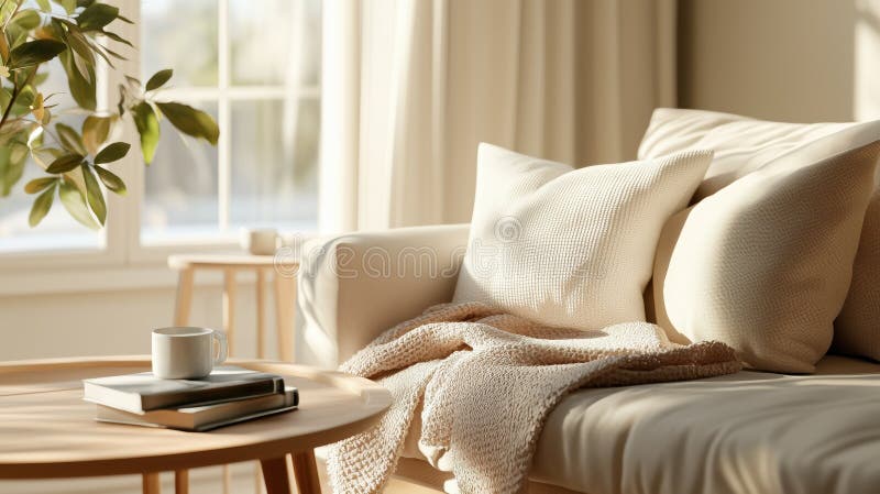 Stylish Home Office Setup, Complete with a Comfortable Sofa, Perfect ...