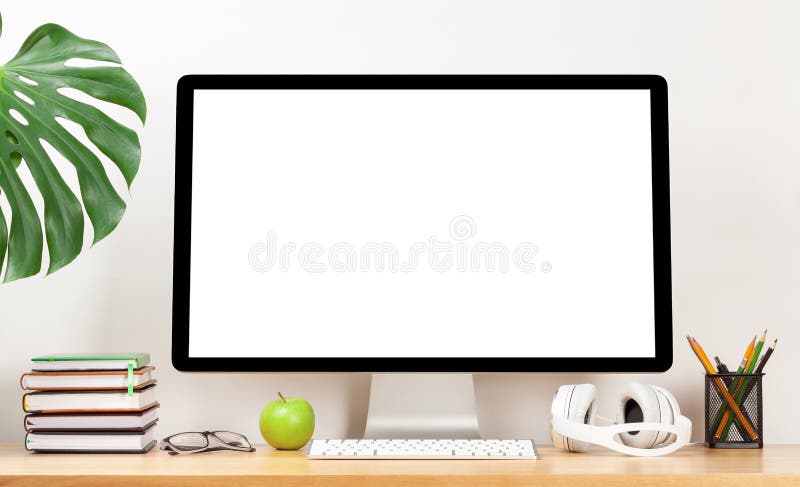 Stylish Home Studio Workspace with Computer, Supplies and Headphones ...