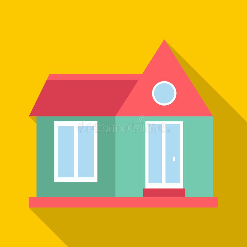Stylish House Icon, Flat Style Stock Illustration - Illustration of ...