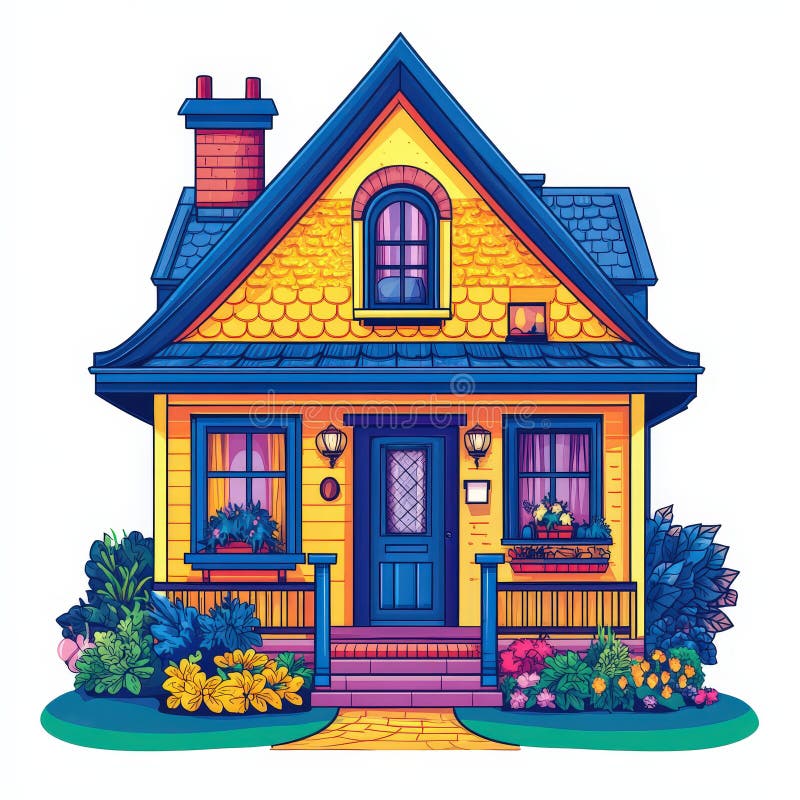 Creative House Artwork with Bright Hues and Minimalistic Line Work ...