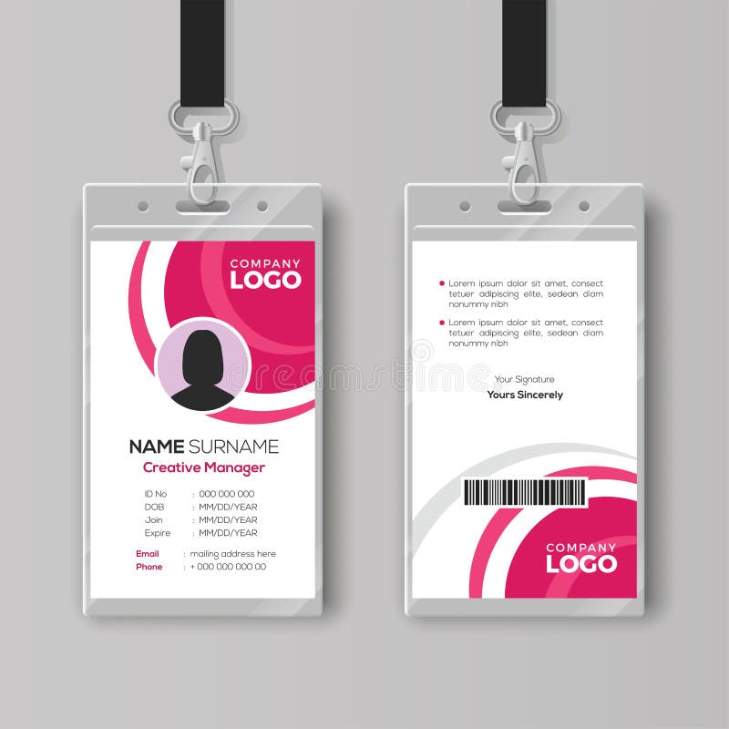 Stylish ID Card Template with Pink Details Stock Vector - Illustration ...