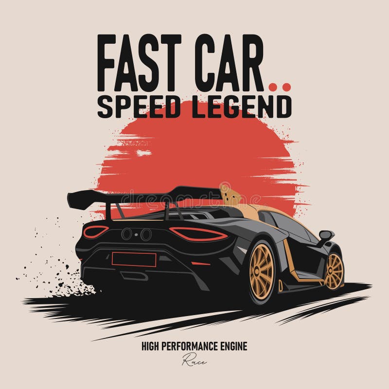 Stylish Illustration of a High-performance Car with Racing Elements and ...