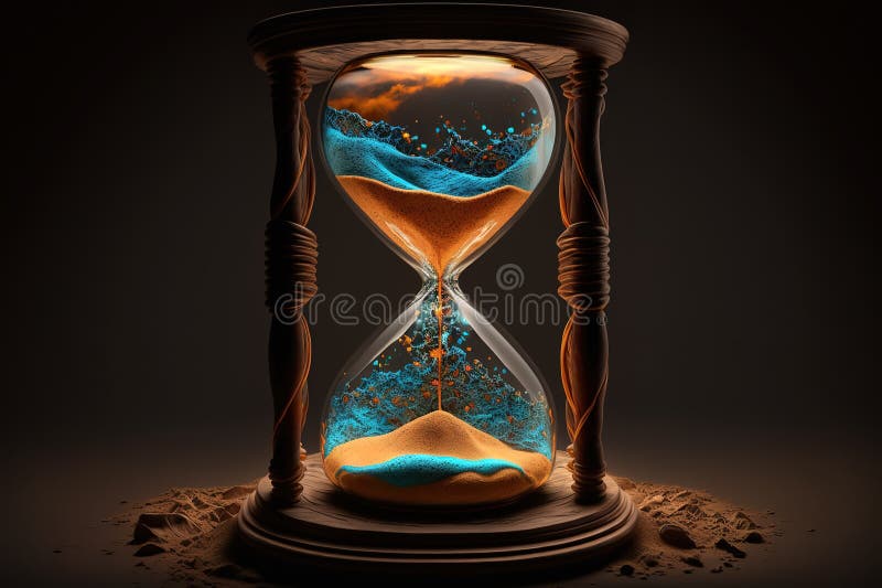 Hourglass Close Up with Shining Sand Inside Stock Illustration ...