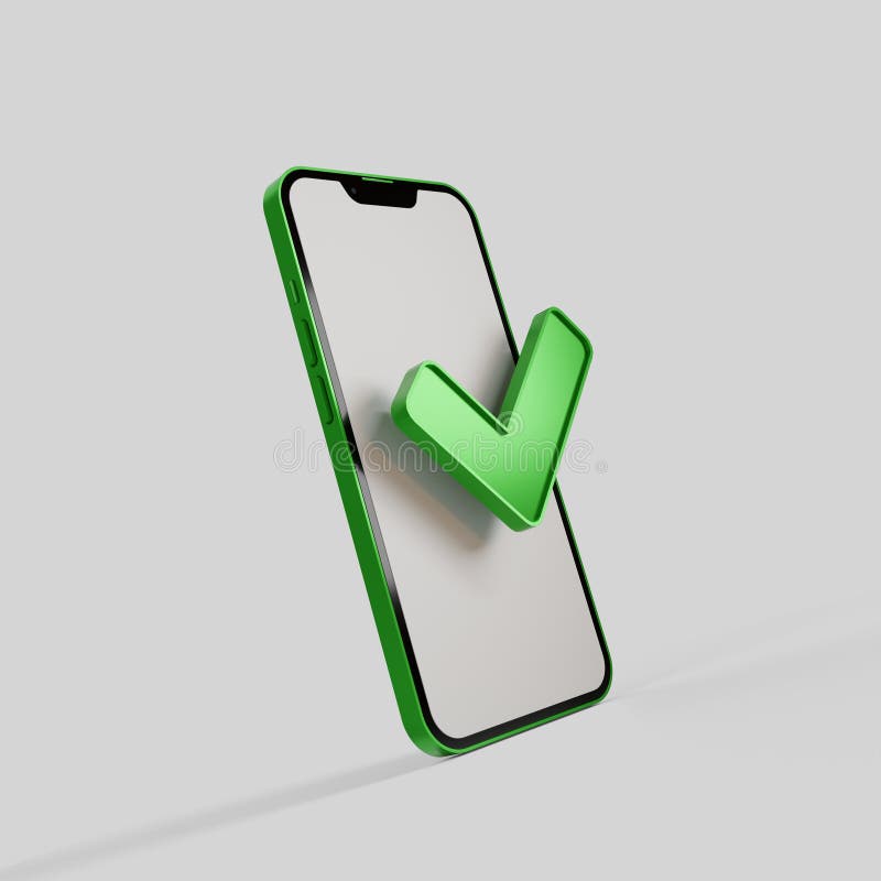 Action Confirmation Template on Smartphone Displays. Check Mark and ...