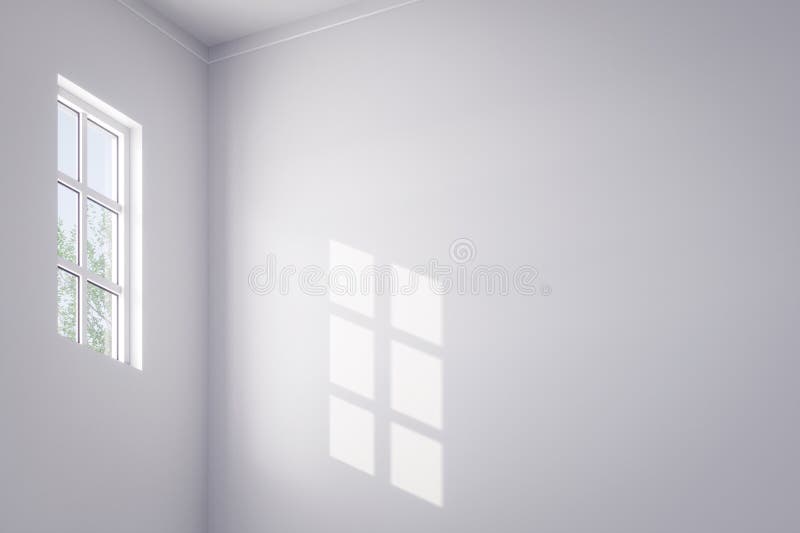 Stylish Image of a Small, Empty White Room, Top Corner, 3d Render Stock ...
