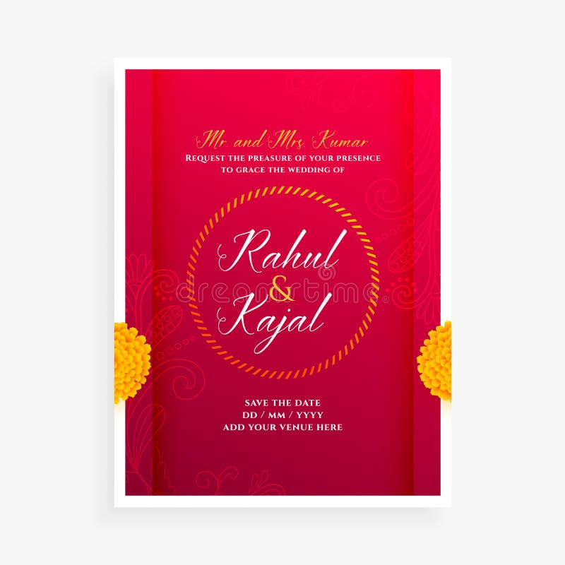Stylish Indian Wedding Event Card Template Save the Date Stock Vector ...