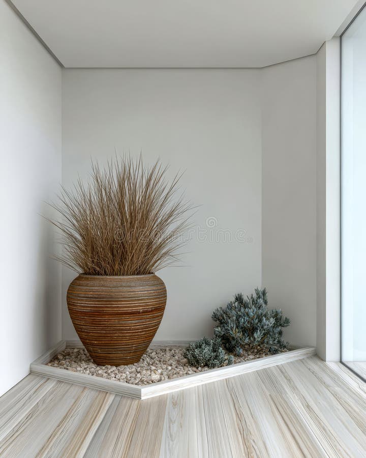 Stylish Indoor Corner Featuring a Decorative Pot and Natural Elements ...