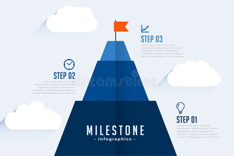 Stylish Infographic Milestone Pyramid Template with 3 Easy Step Stock ...