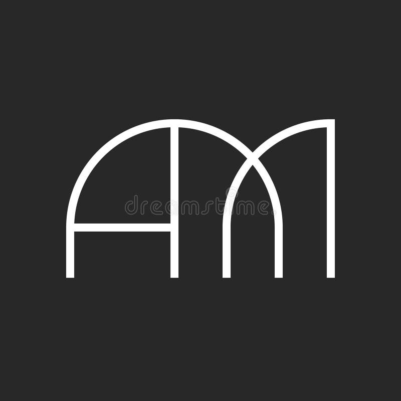 Stylish Initials am Letter Monogram Logo Thin Lines Design Minimal ...