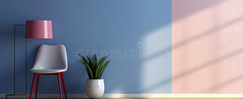 Stylish Interior with Blue and Pink Walls and Modern Decor Elements ...