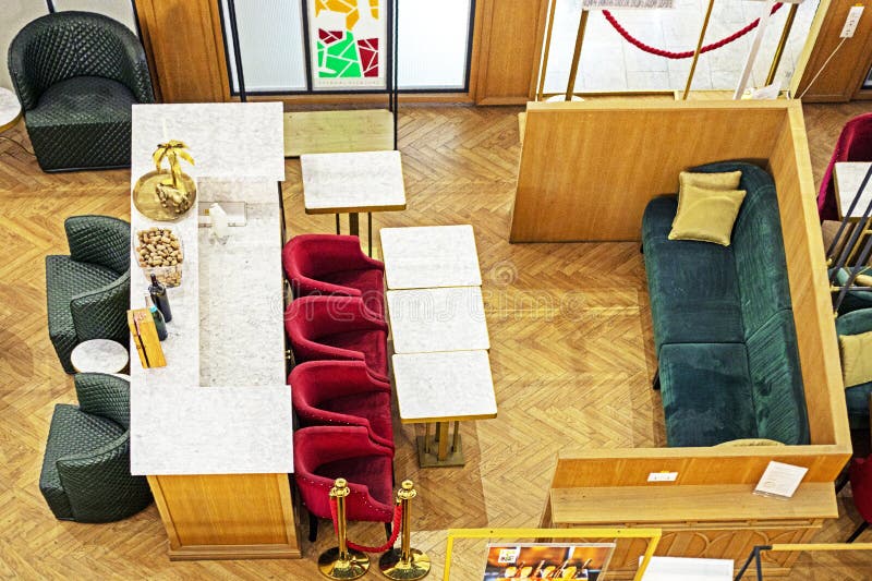 Stylish Interior of a Cafe with Soft Sofas Stock Image - Image of ...