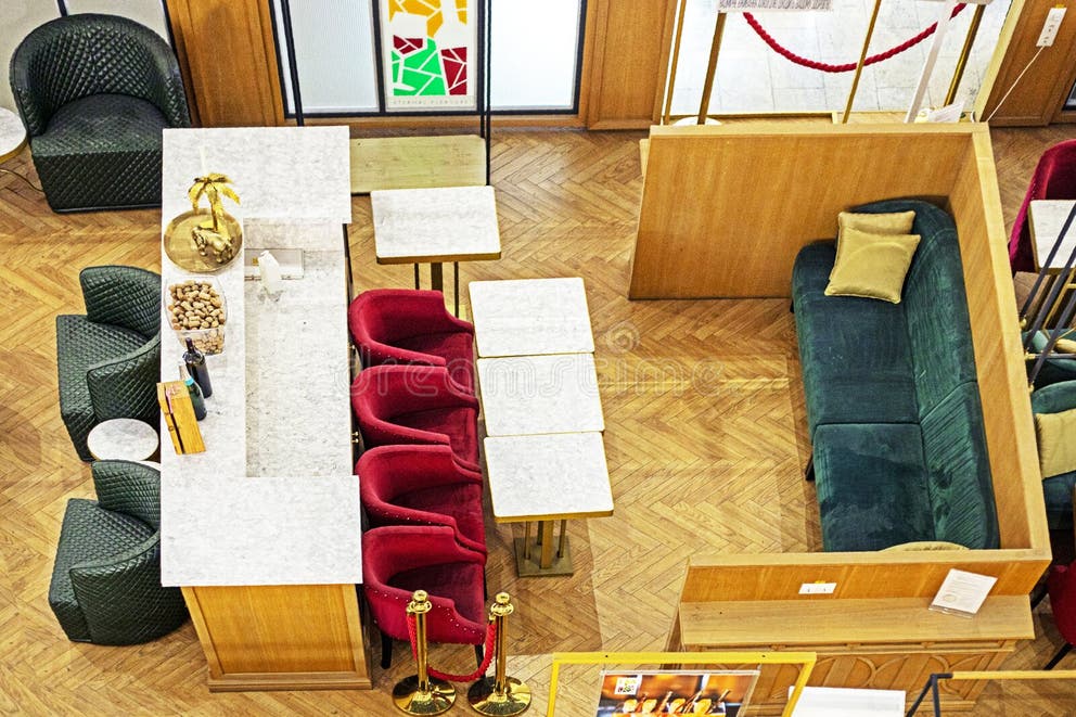 Stylish Interior of a Cafe with Soft Sofas Stock Image - Image of ...