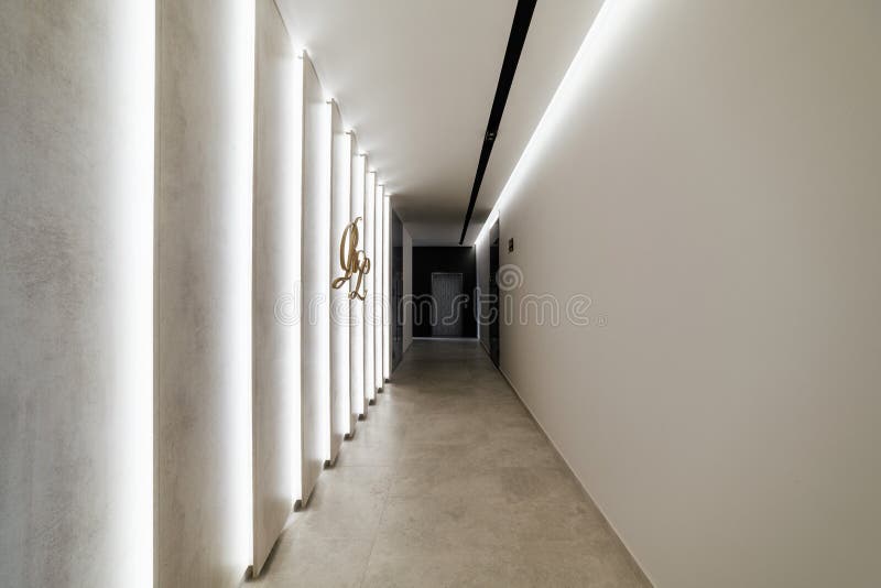Stylish Interior Design of the Corridor with Lighting in the New House ...