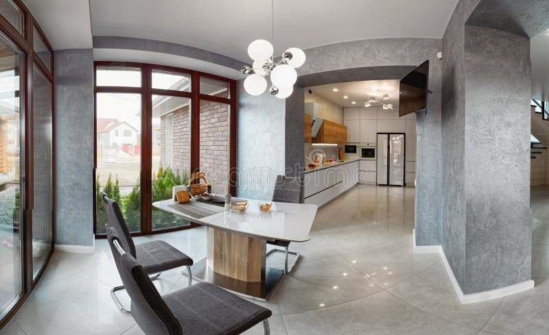 Stylish Interior Design Room Private House Kitchen Stock Image - Image ...