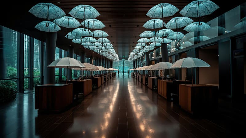 Stylish Interior of Modern Hall with Umbrellas, Generative Ai Stock ...