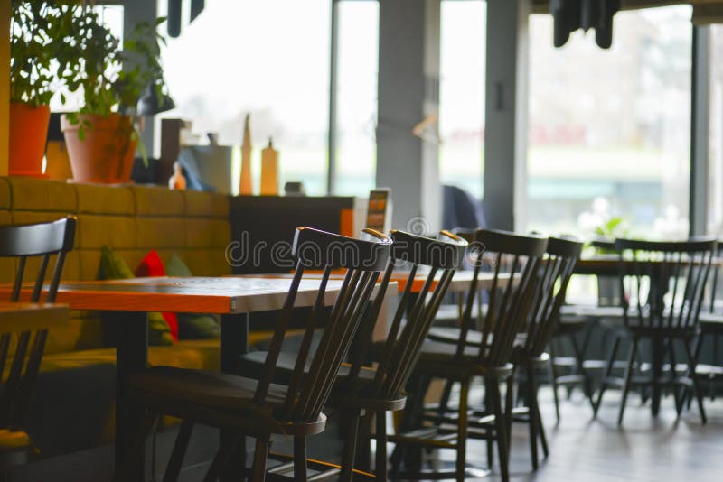 Stylish Interior of Restaurant, Inside an Empty Restaurant or Cafe, Bar ...