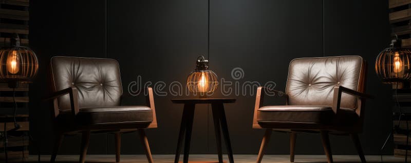 Stylish Interior, Two Chairs, Studio Light, Interview Scene. Al Stock ...