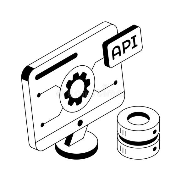 A Stylish Isometric Icon Visualizing Smart Api Interface Stock Vector - Illustration of device ...