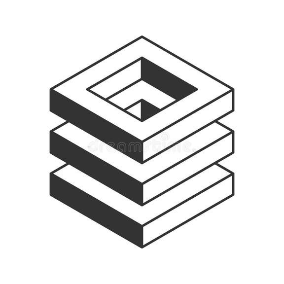 Stylish Isometric Illustration of Stacked Squares Creating a Nested ...