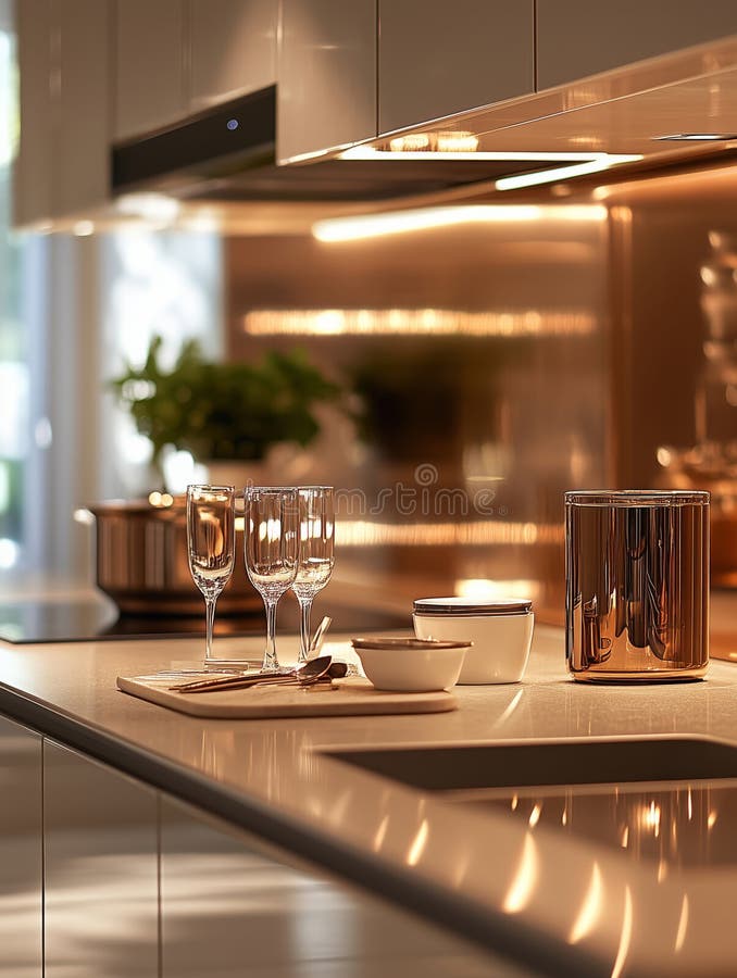 Sleek Smart Kitchen Showcasing Innovative IoT Devices and Modern Design ...