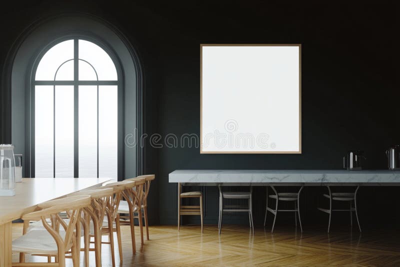 Modern Minimalist Kitchen Interior Showcasing a Large Empty Frame on a ...