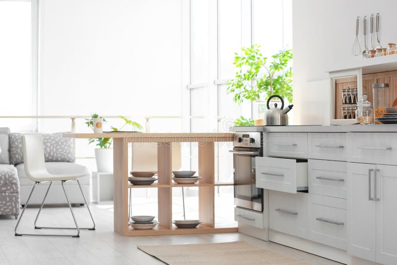 Stylish Kitchen Interior Setting. Idea for Home Stock Photo - Image of ...