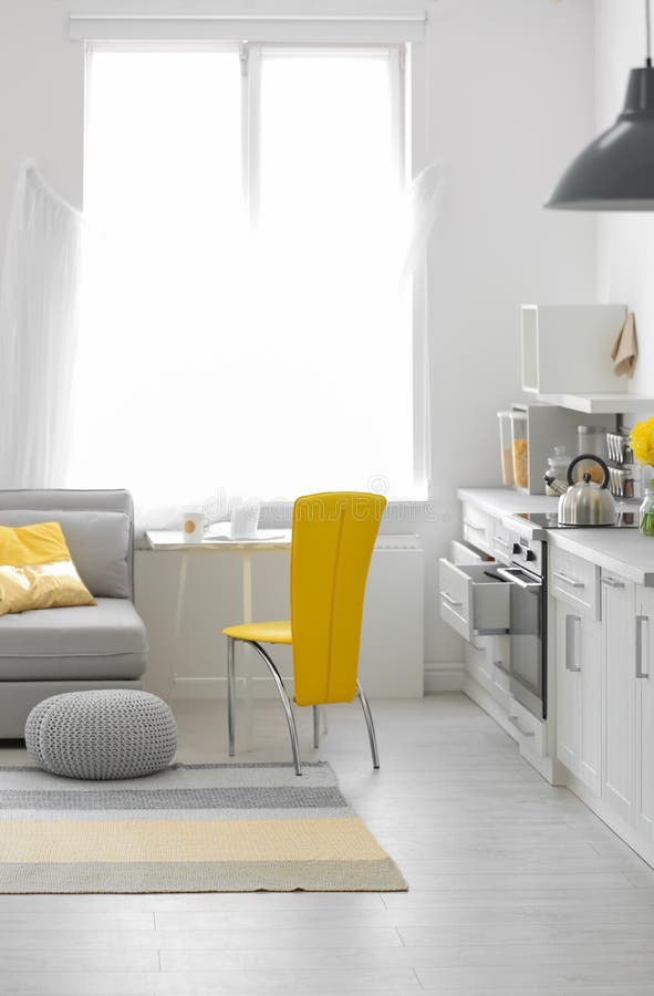 Stylish Kitchen Interior Setting Stock Image - Image of household ...