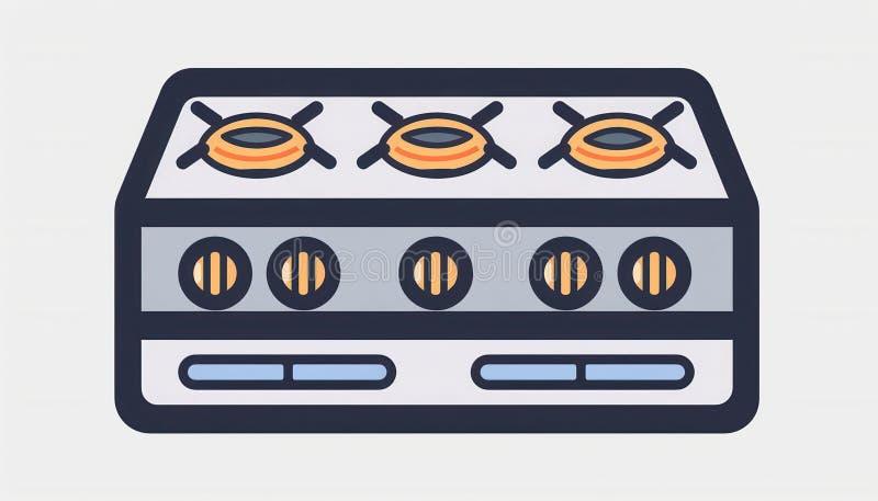 Stylish Kitchen Stove with Four Burners and Controls Set in Modern ...