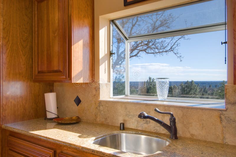 Stylish Kitchen Window View Stock Image - Image of style, county: 18531133