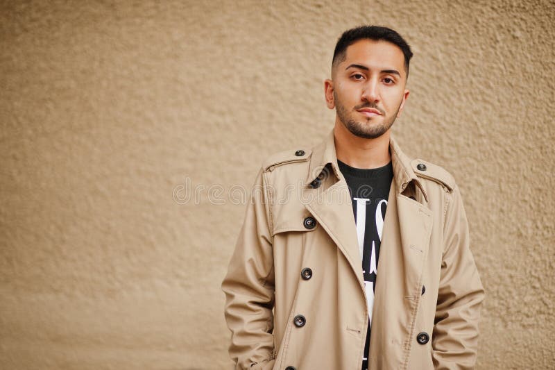 Stylish Kuwaiti Man at Trench Coat Walking at Park Stock Photo - Image ...