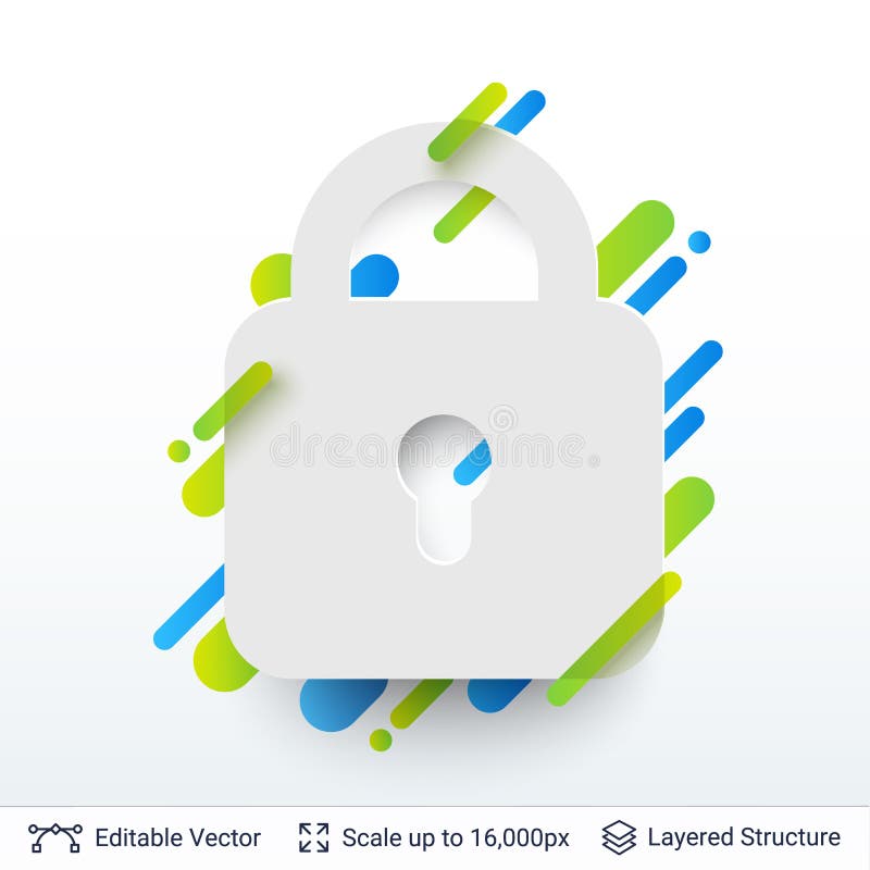 White Badge Lock Shaped Sticker. Stock Vector - Illustration of protect ...