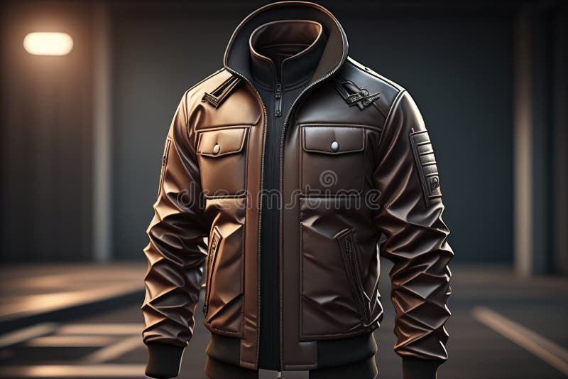 Stylish Leather Jacket on a Dark Background. Generative Ai Stock ...